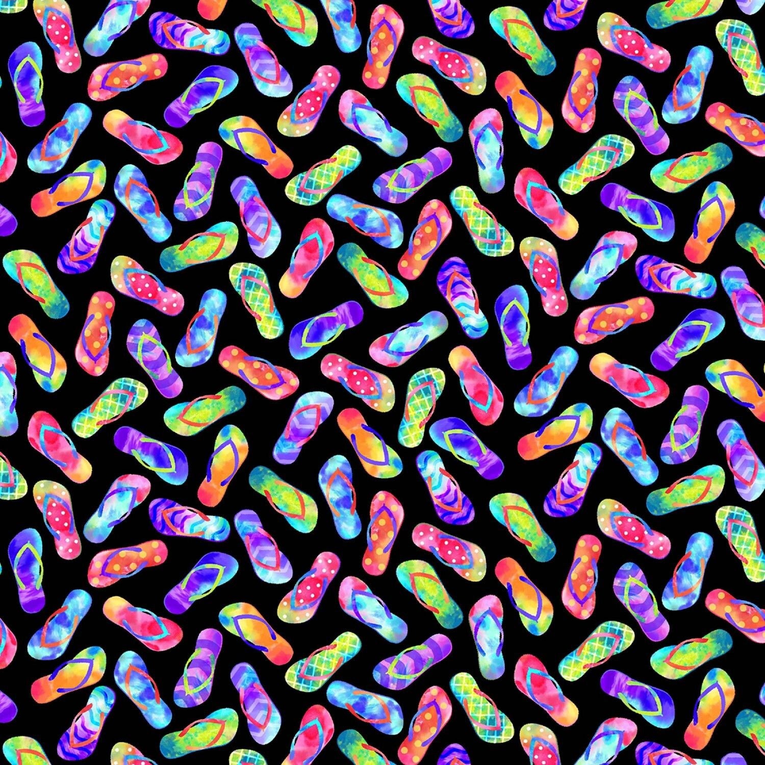 Good Vibes Only Flip Flops Black CX9813-BLACK Cotton Woven Fabric – The Fabric Candy Shoppe