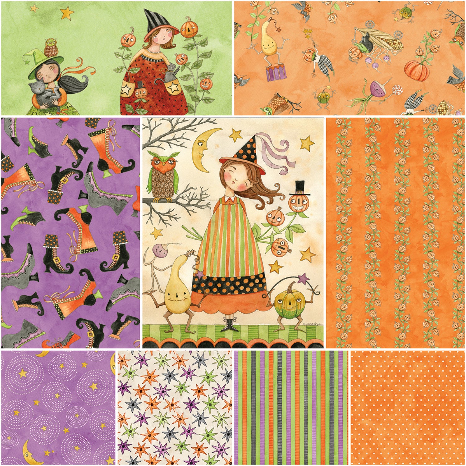 Ghoul Friends by Teresa Kogut 1 Yard Bundle Green 1YD-16050G-9 Bundle ...