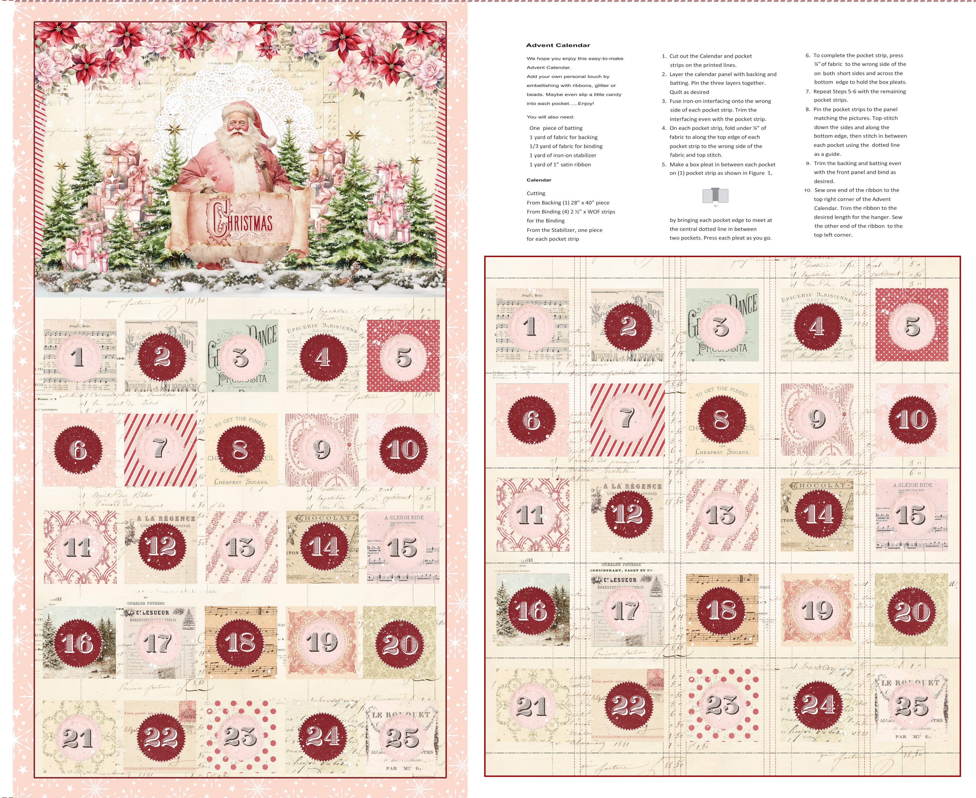 Preorder July 2026: Christmas Magic Advent Calendar 36" Panel Ivory 20 ...