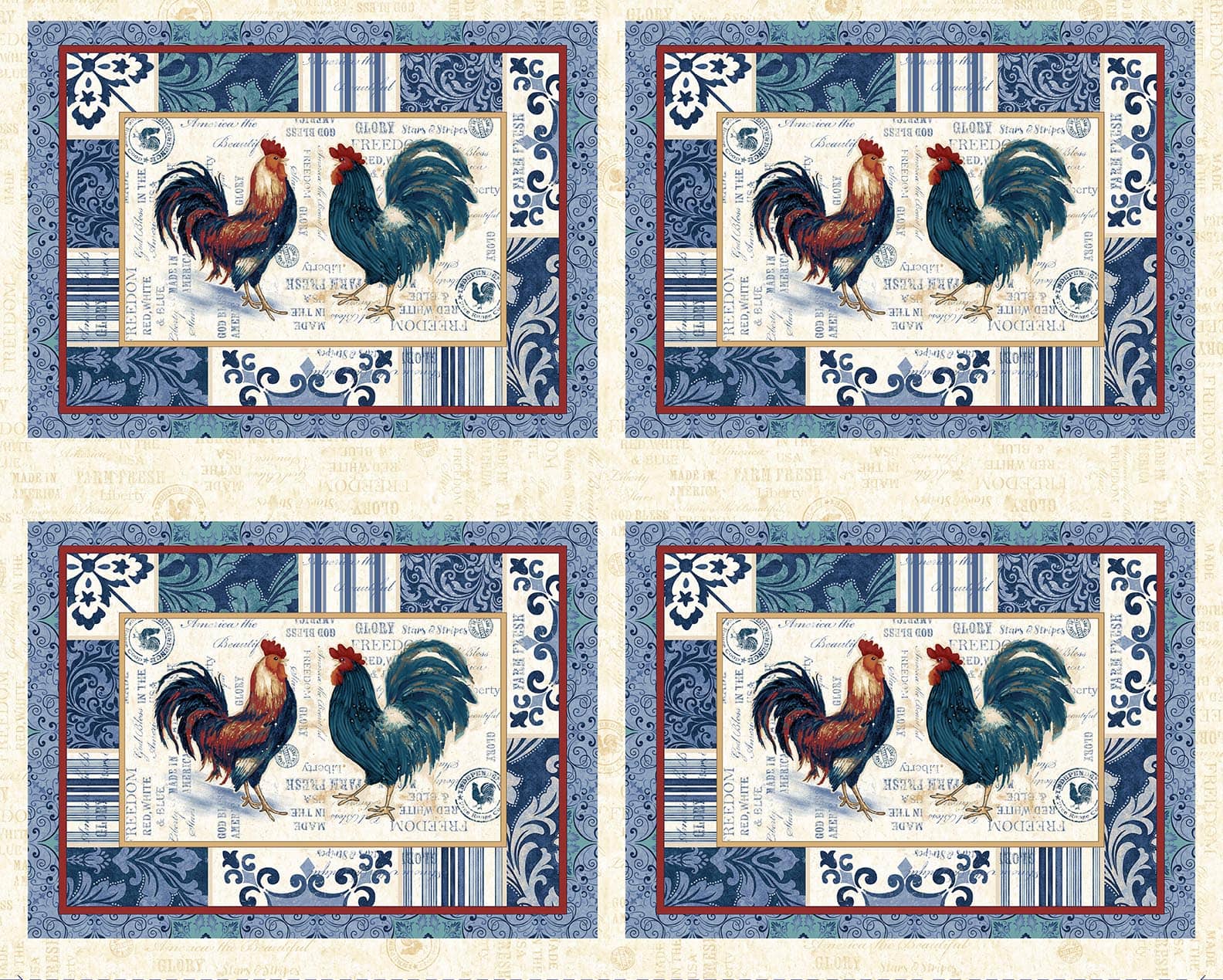 American Pride by Geoff Allen 36" Panel Placemats Navy 7922P-77 Cotton ...