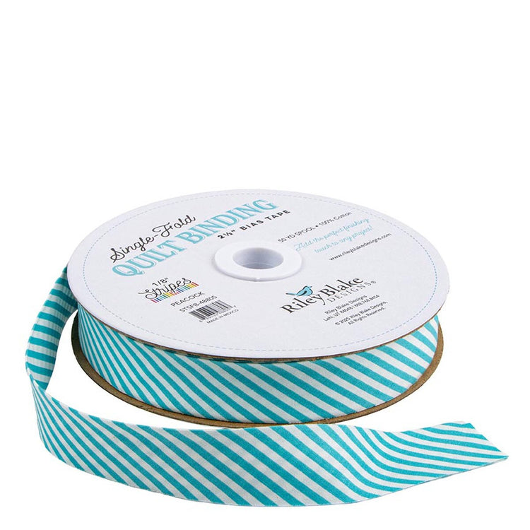 Single Fold Quilt Binding 1/8" Stripe Peacock STSFB-48805 – The Fabric ...