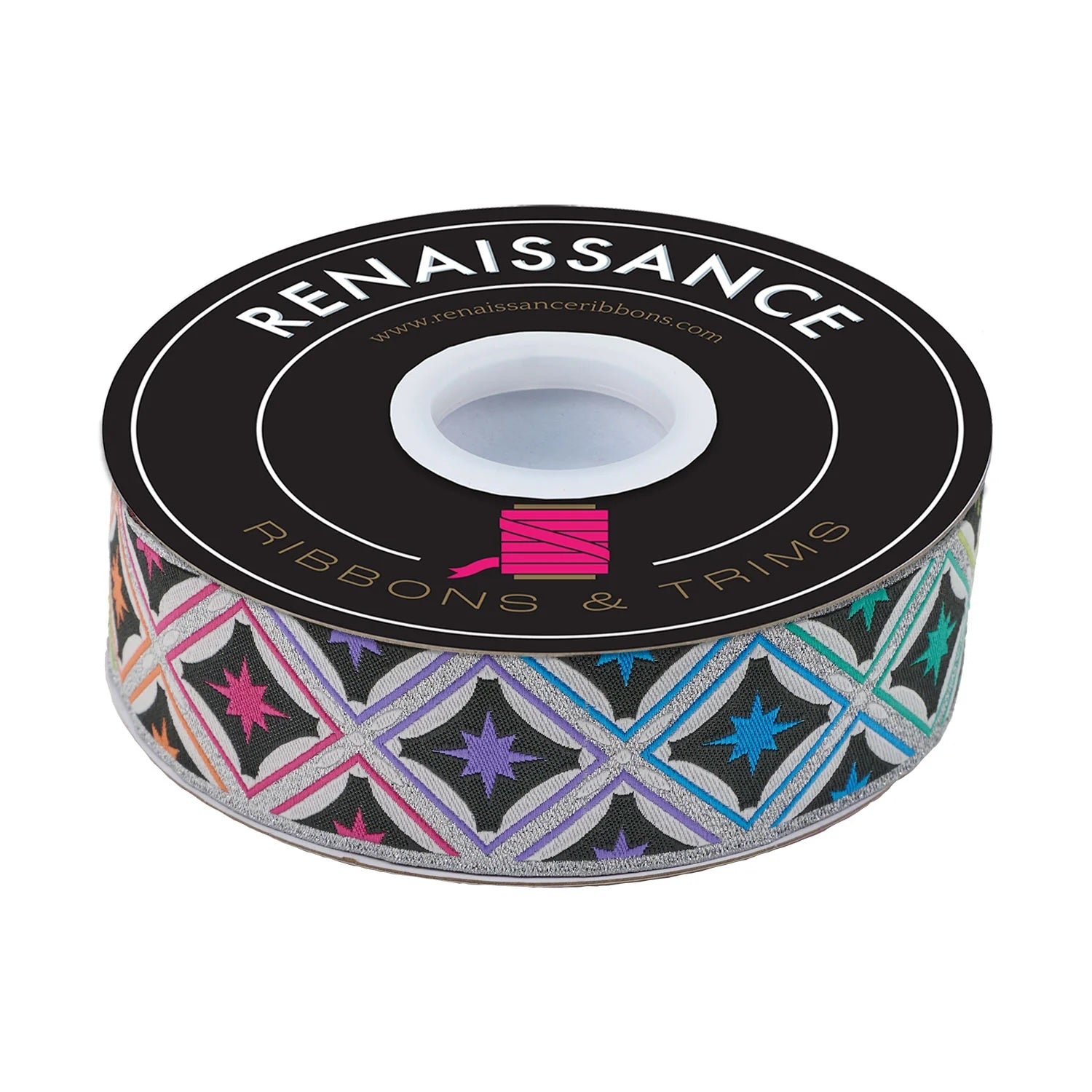 Roar Ribbon by Tula Pink Stargazer in Metallic Storm 1.5" Width Woven ...