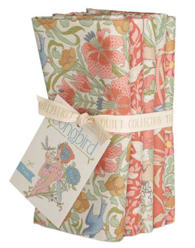 Preorder February 2026: Tilda Songbird Coral FQ Bundle of 5 Prints TIL ...