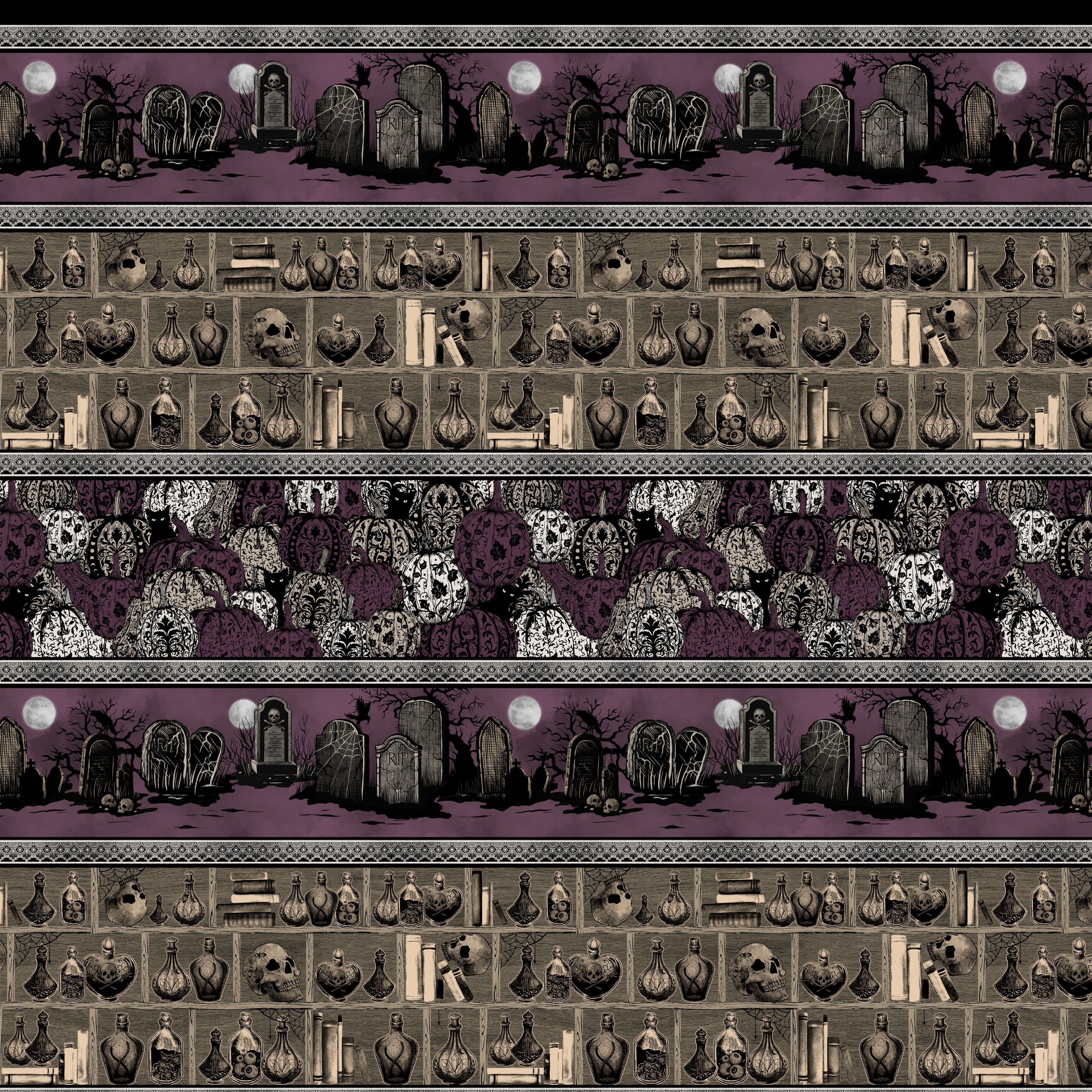 Preorder June 2026: Darkly Enchanted Plum Stripe With Pumpkins, Cemete ...