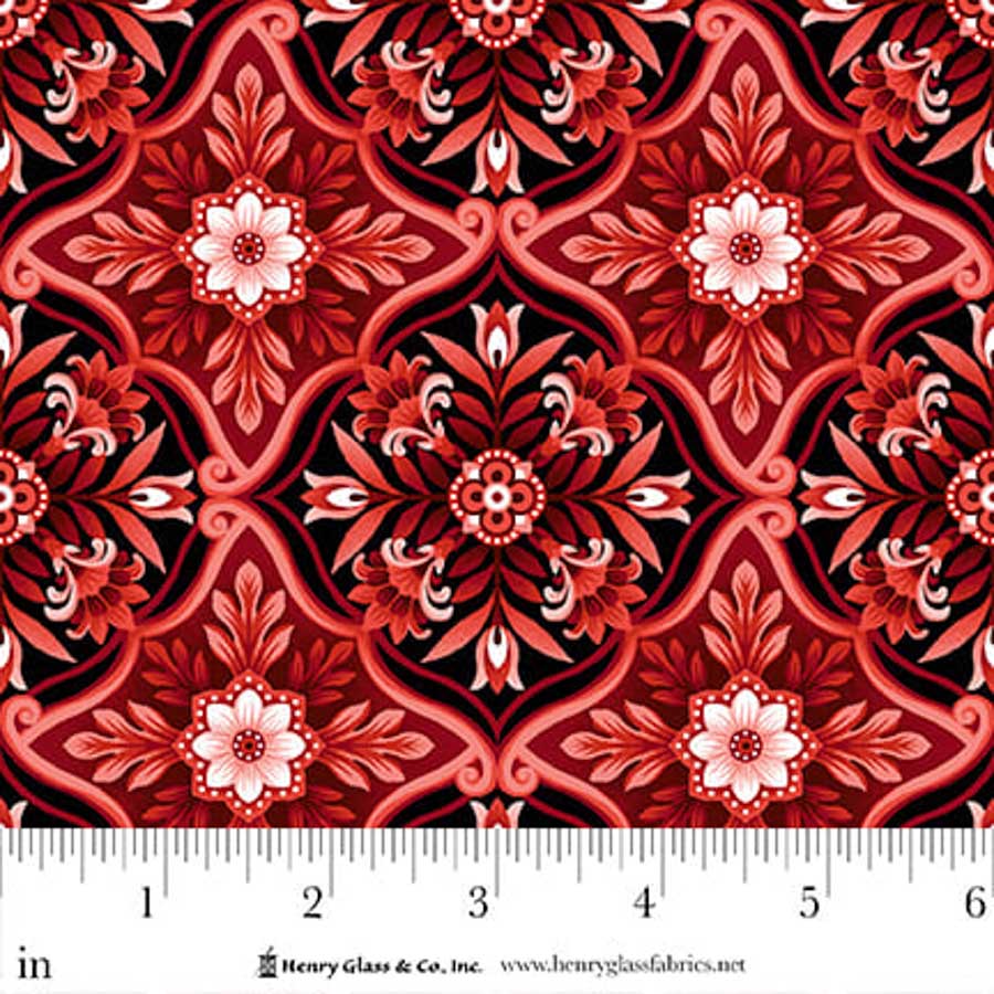Scarlet's Treasure by Color Principle Foulard Tiles Red 3642-88 Cotton ...