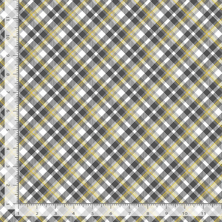 Silver & Gold Holiday Plaid Grey PLAID-CM2578-GREY Cotton Woven Fabric ...