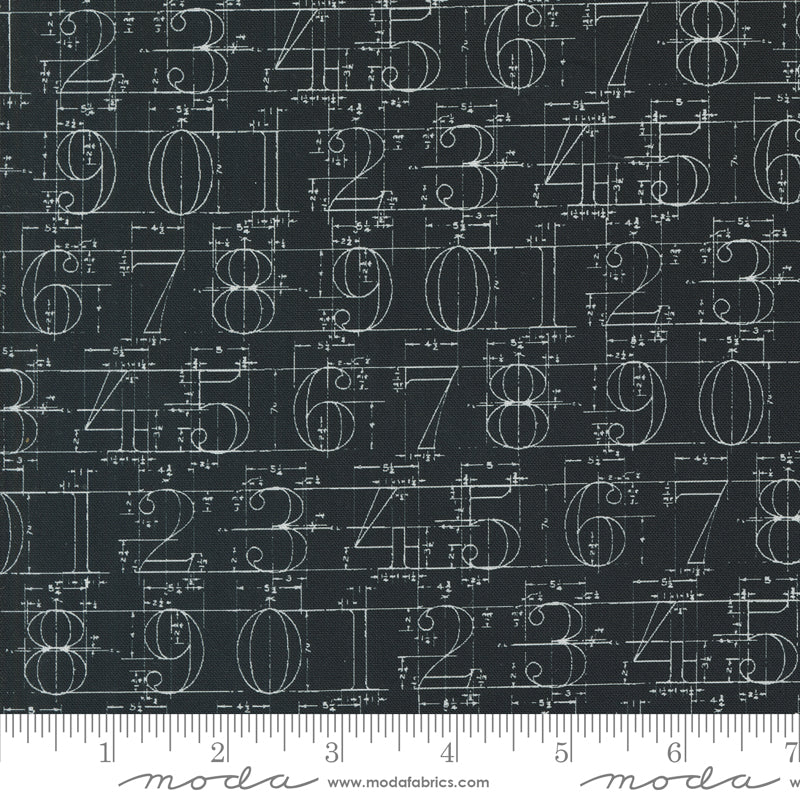 Sable & Swan by Cathe Holden Numbers Ebony 7443.15 Cotton Woven Fabric ...