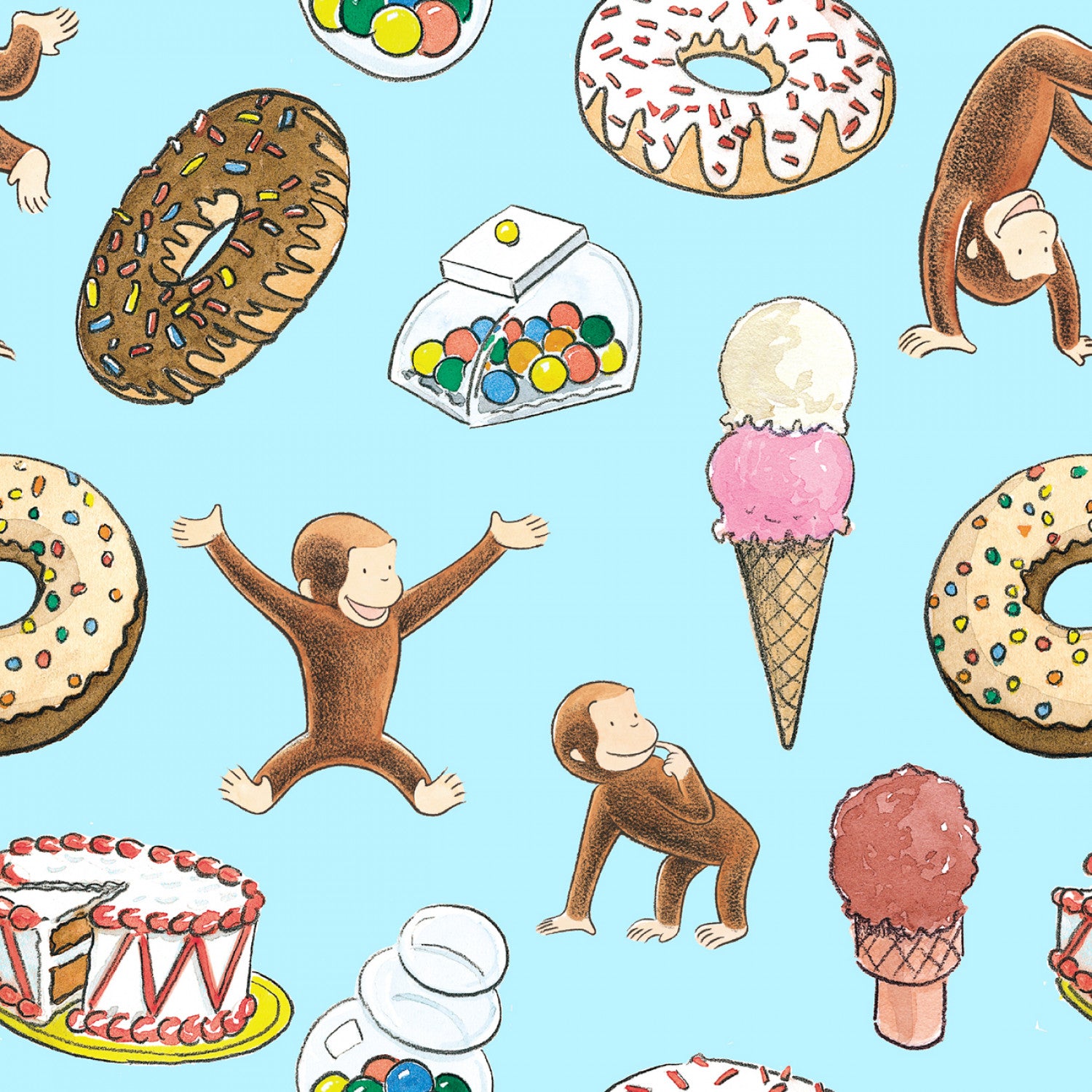 Licensed Curious George Collection Party Toss 68351A620710 Cotton Wove ...