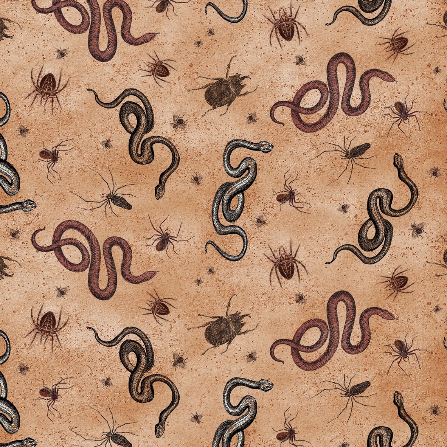 Gothic Halloween Digital by Dan DiPaolo Snakes & Bugs Rust Y4443-71 Co ...