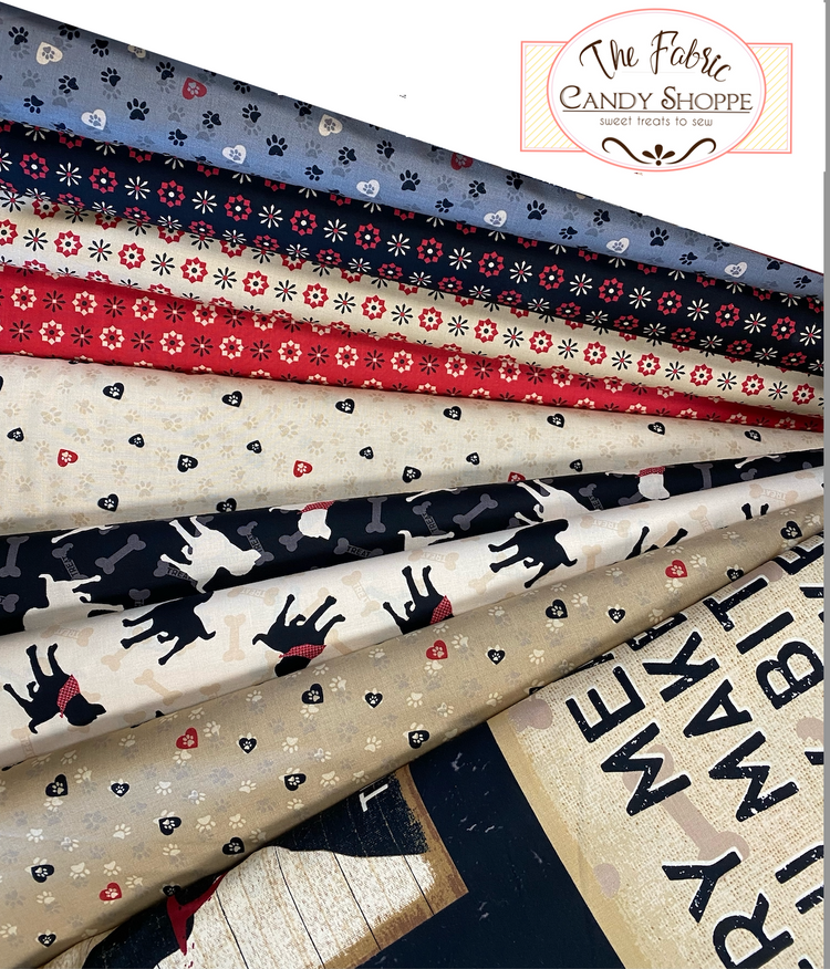 Wigglebutts by Dan DiPaolo Paws in Hearts Khaki Y2842-12 Cotton Woven ...
