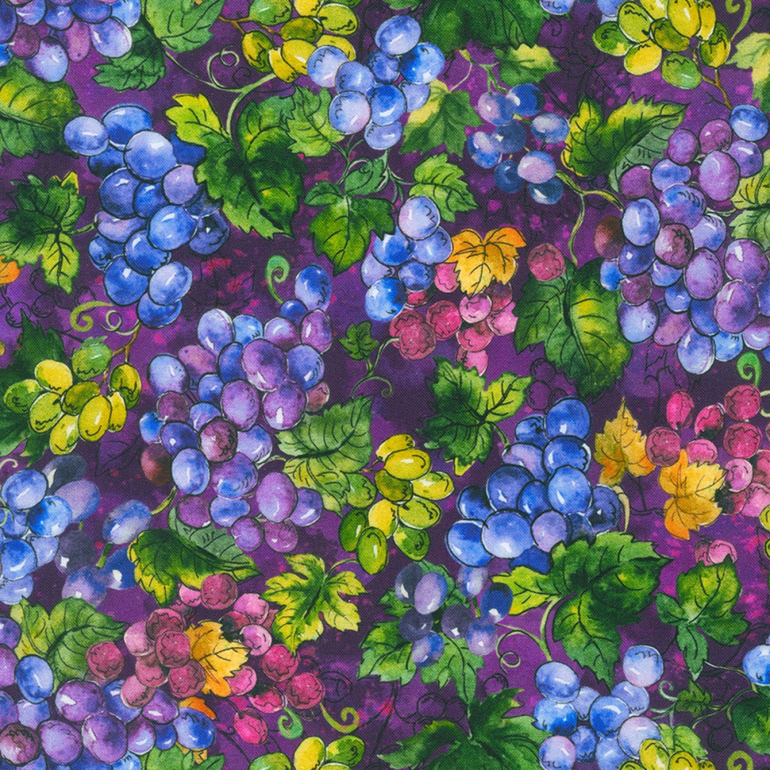 Wine Club by Elena Vladkina Grapes AHVD2209218 Cotton Woven Fabric ...