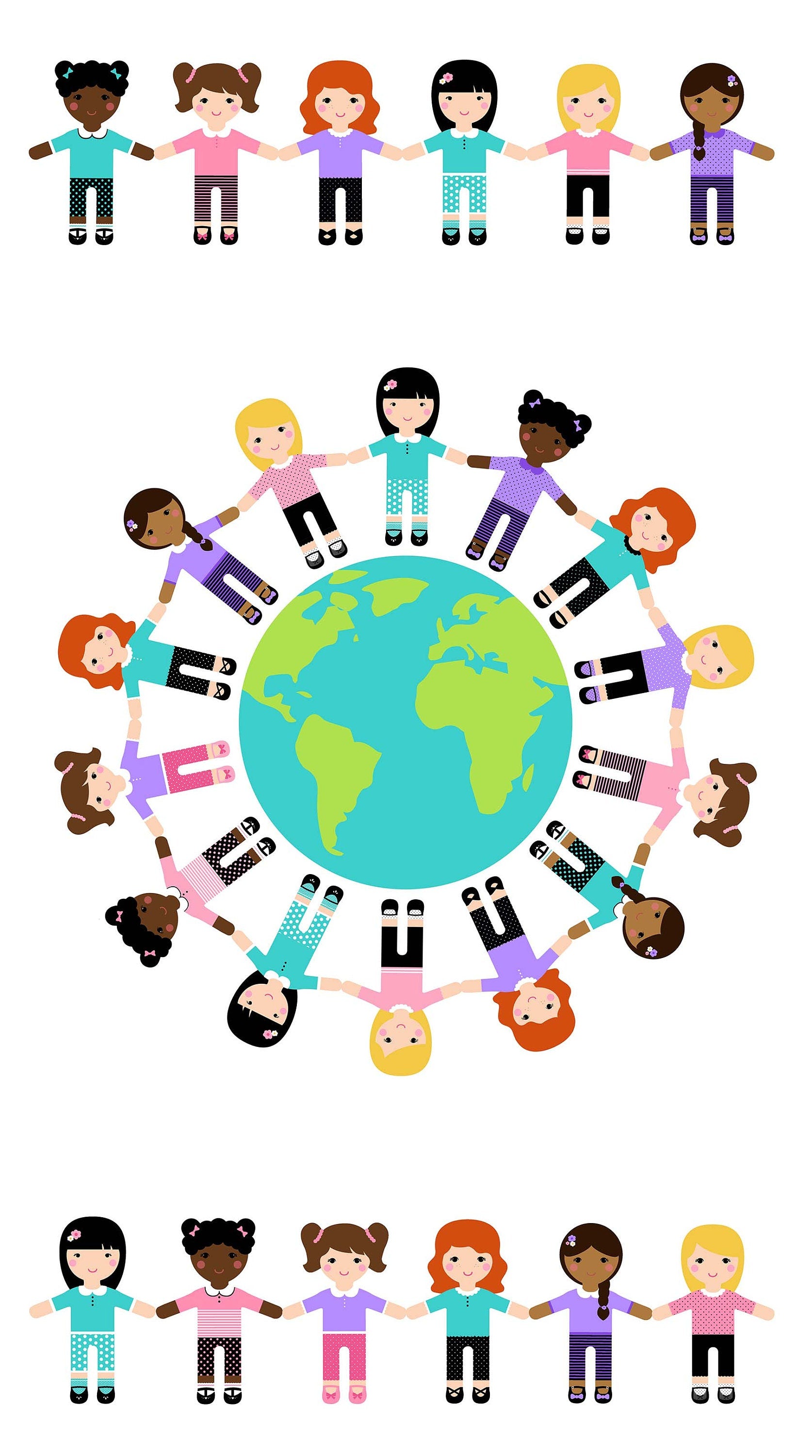 Girls of The World Around the World 24" Panel 22334-10 Cotton Woven Pa ...
