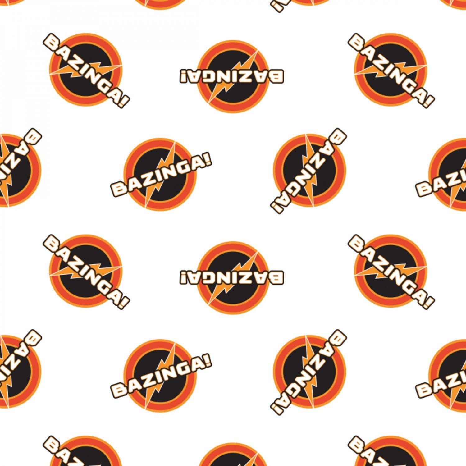 Big Bang Theory Bazinga on White Cotton Woven Fabric – The Fabric Candy ...