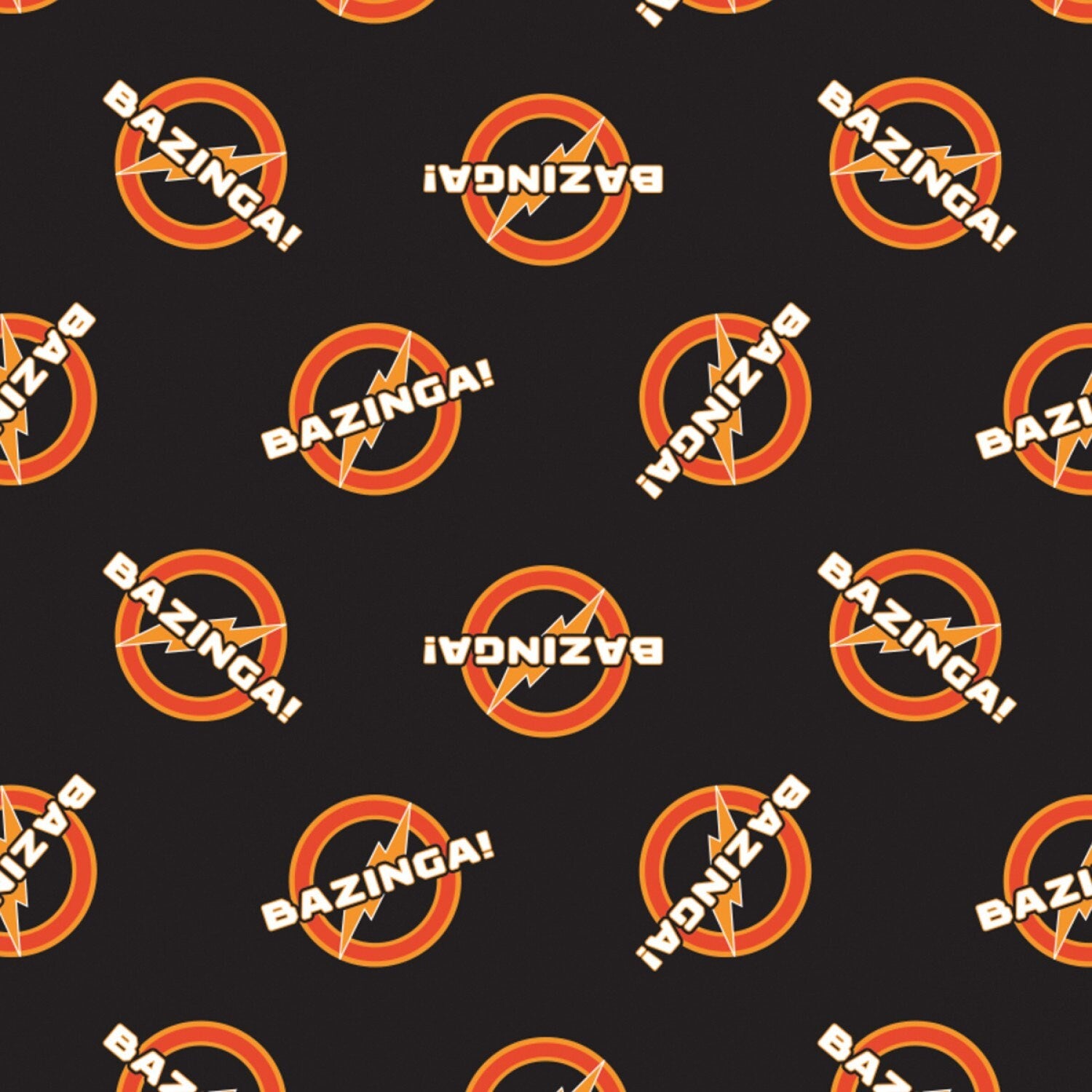 Big Bang Theory Bazinga on Black Cotton Woven Fabric – The Fabric Candy ...