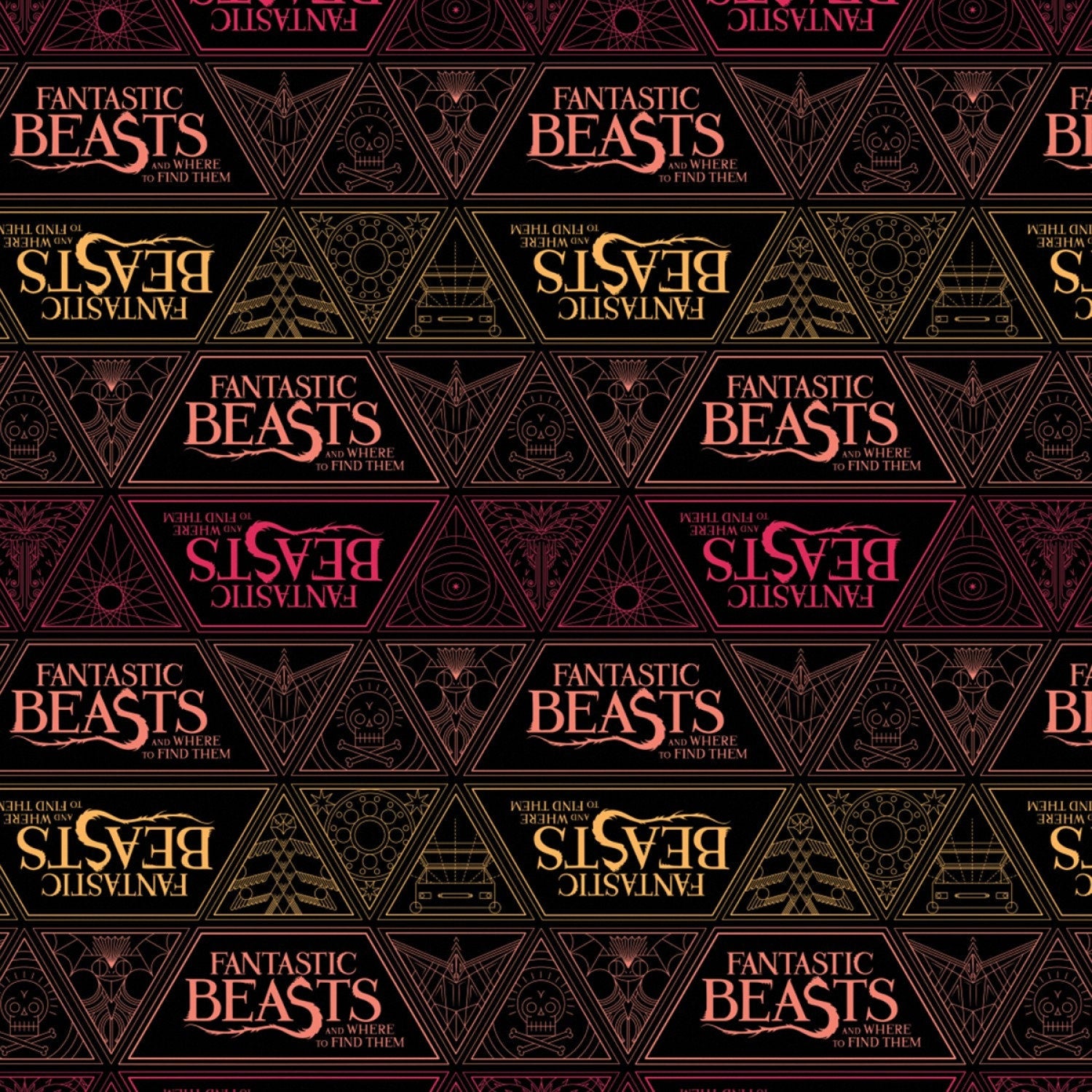 Licensed Fantastic Beasts Triangle Gradient Orange Cotton Woven Fabric ...