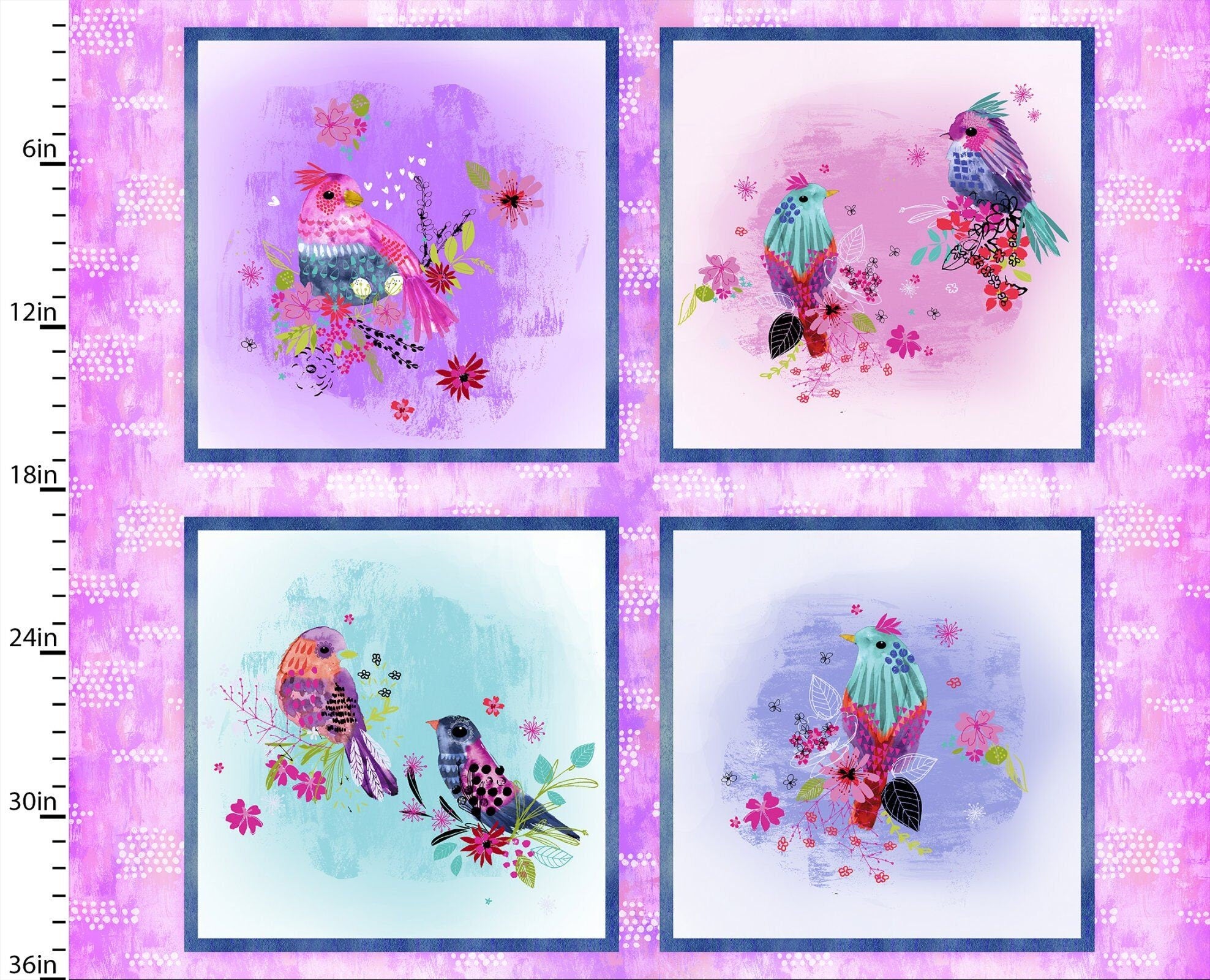 Bright Birds 36" Panel 14987-MULTI Digitally Printed Cotton Woven Pane ...