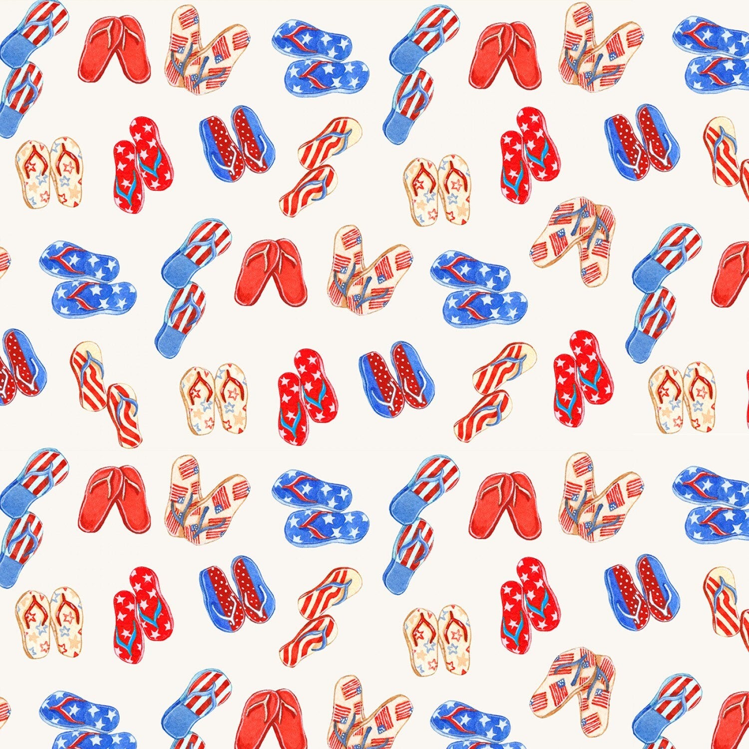 Star Spangled Summer by Andrea Tachiera Flip Flops Tossed 9031-87 Cott ...