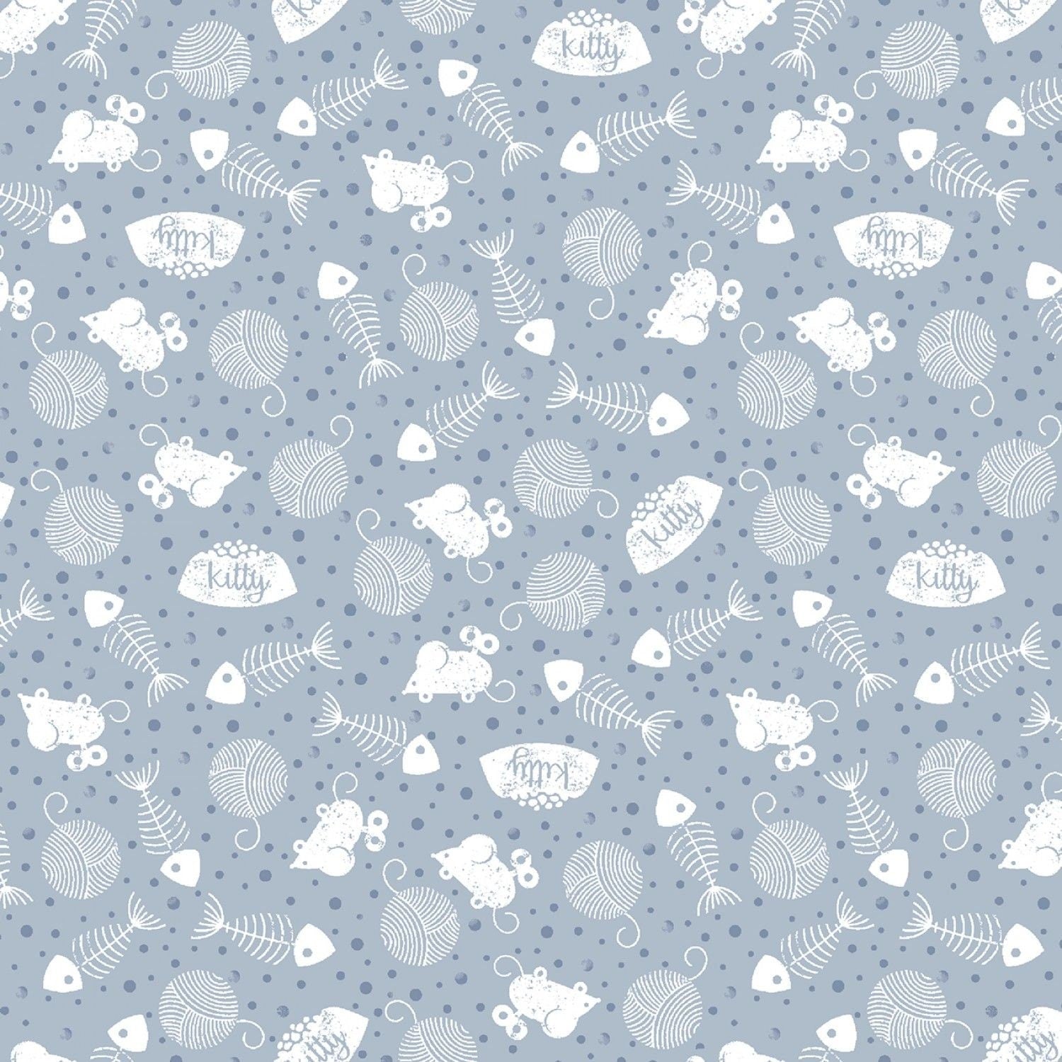Fancy Cats by Nancy Archer Cat Toys Blue 5296S-77 Cotton Woven Fabric ...
