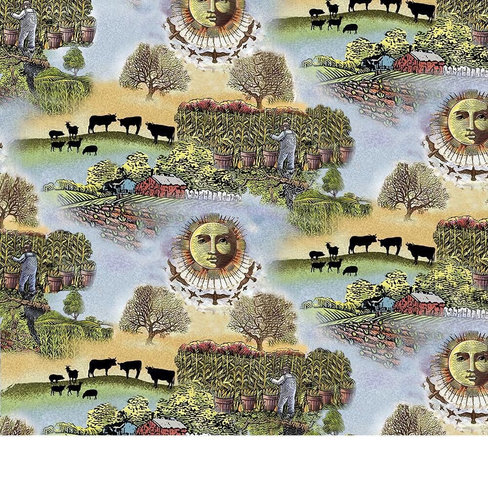 Old Farmer's Almanac Celestial Celestial Scenic 10332 Cotton Woven Fab ...
