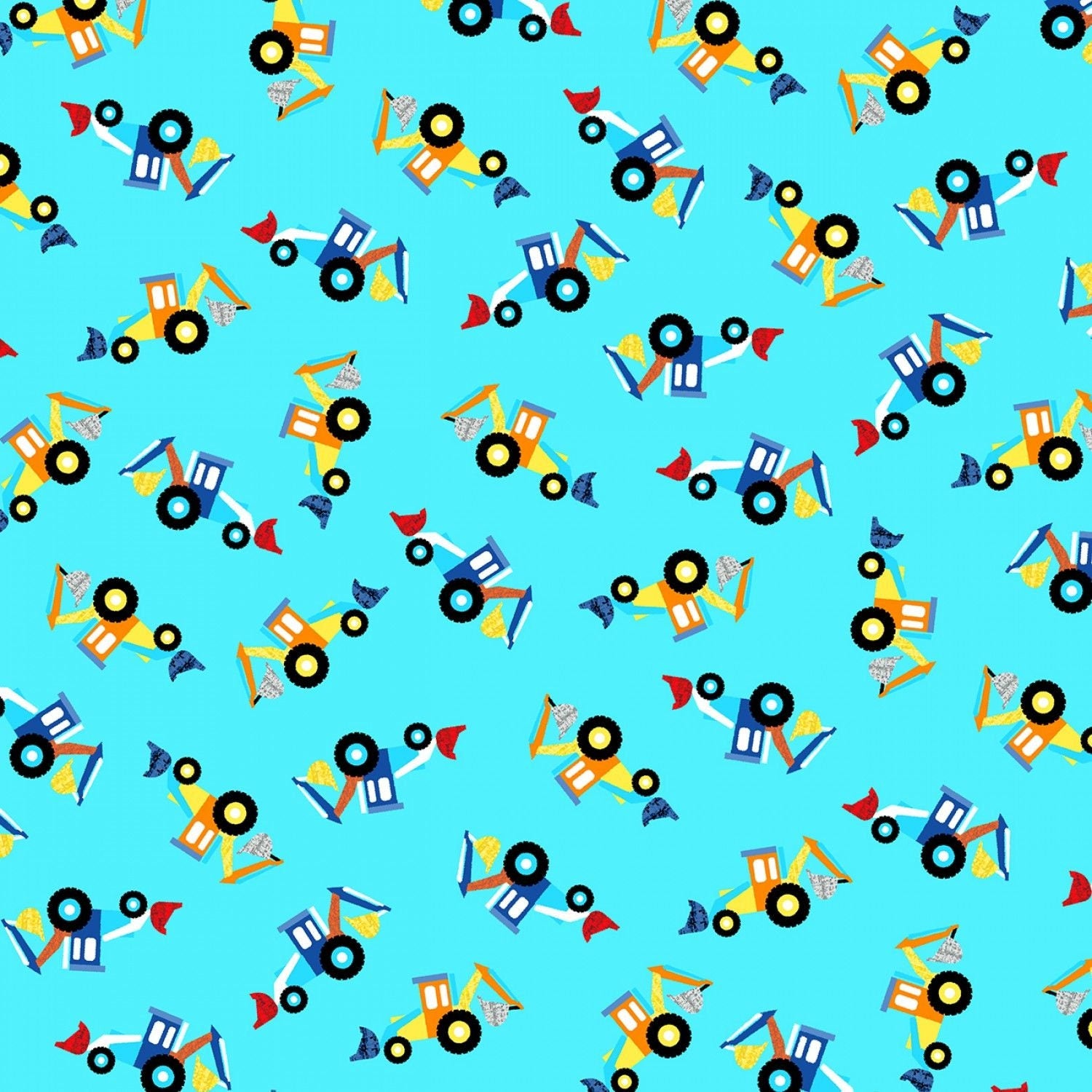 Work Zone by Whistler Studios Bulldozer Aqua 52266-3 Cotton Woven Fabr ...