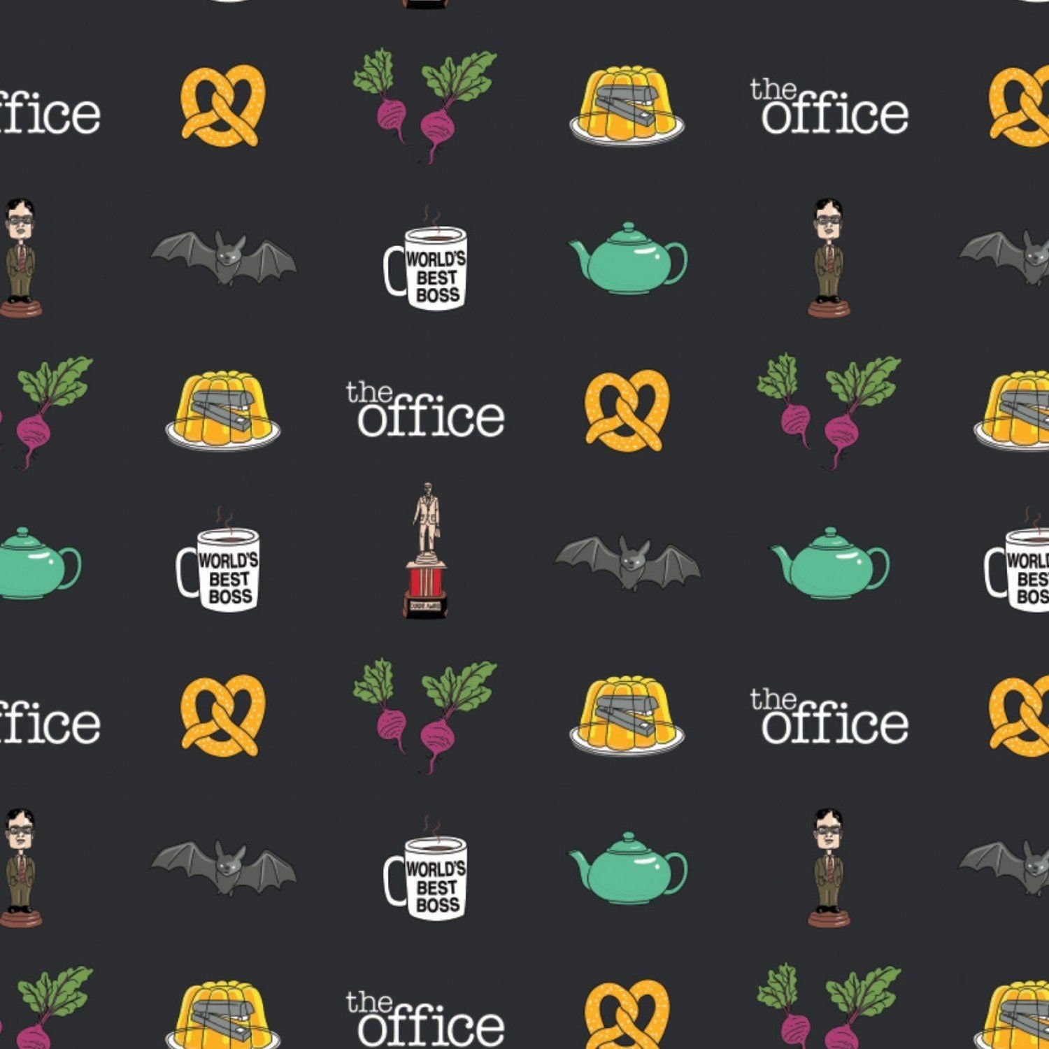 Licensed The Office Memorabilia Black 96090114-2 Cotton Woven Fabric ...