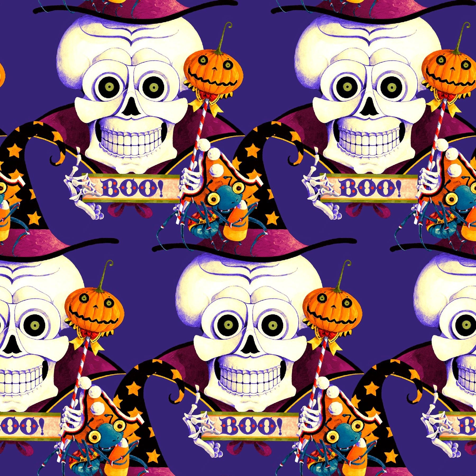 Witchful Thinking by David Galchutt Skulls Purple 1535-55 Cotton Woven ...