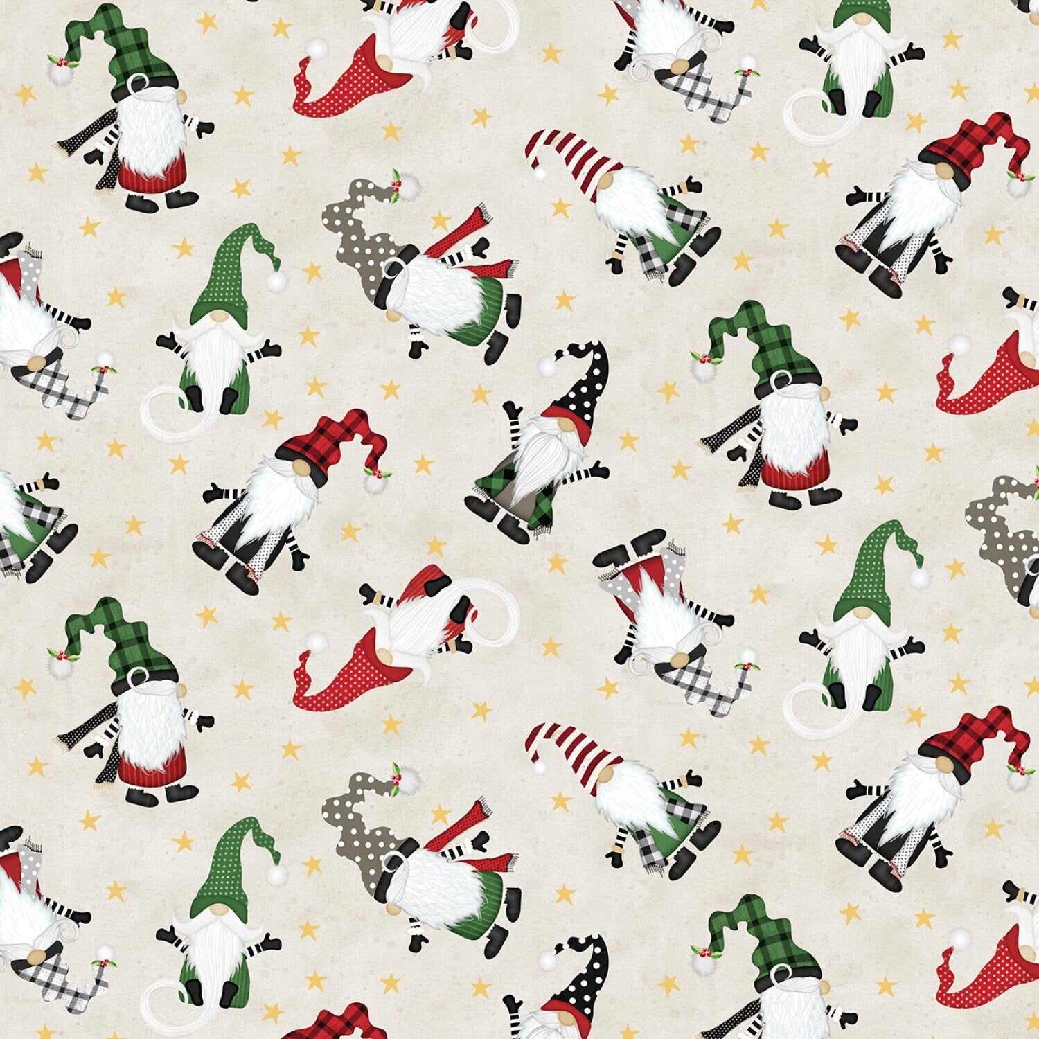 Gnome-antics by Jennifer Pugh Gnome Toss Lt. Grey 82624-137 Cotton Wov ...