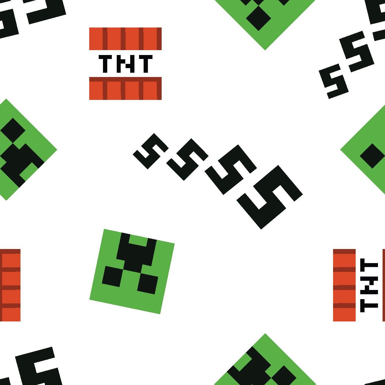 Licensed Minecraft Creeper and Icons 75983-A620715 Cotton Woven Fabric ...