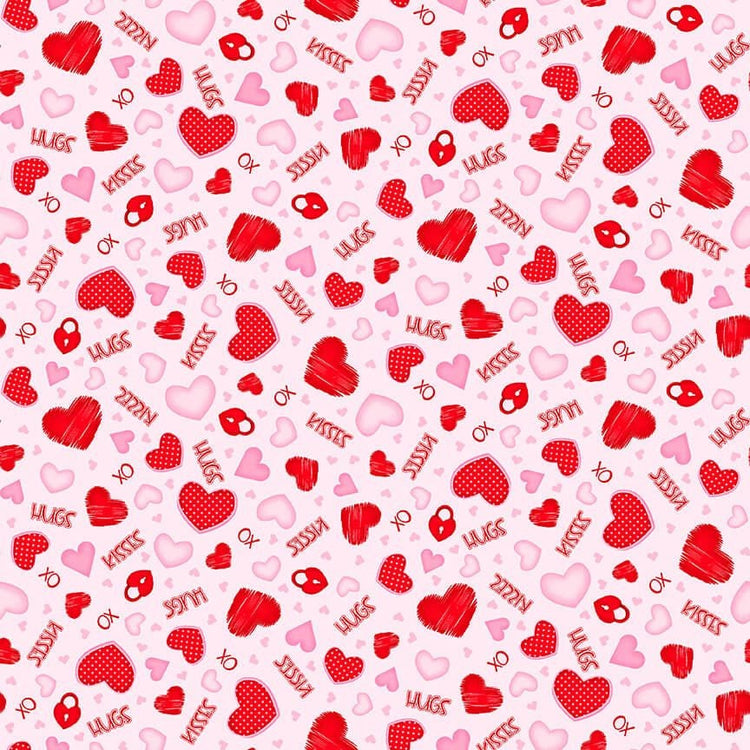 Gnomie Love by Shelly Comisky Tossed Hearts and Words Pink 9783-22 Cot ...