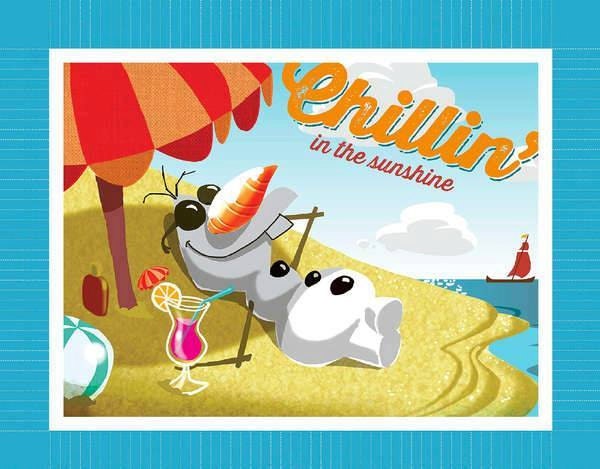 36" Panel Disney's Frozen Olaf Chillin' in the Sunshine 54121L550715 C ...