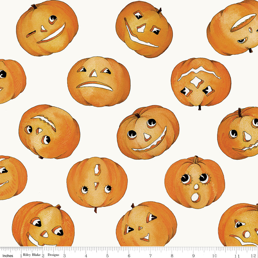 Pumpkin Patch by J. Wecker Frisch Jacks Tossed White C14580-WHITE Cott ...