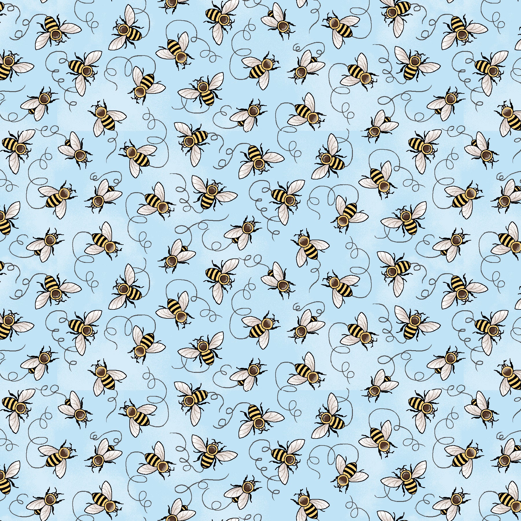 Bee All You Can Bee by Art Loft Mini Bees Light Blue 6946-17 Cotton Wo ...