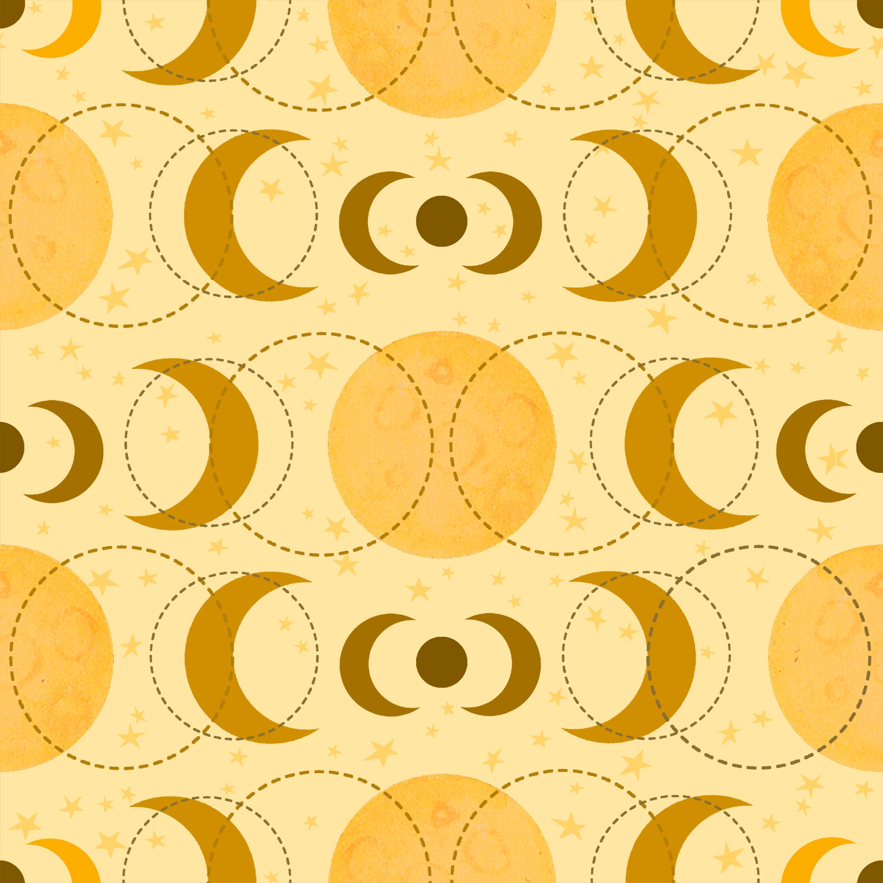 Celestial Galaxy by Color Pop Studio Moon Phases Yellow 3288-44 Cotton ...