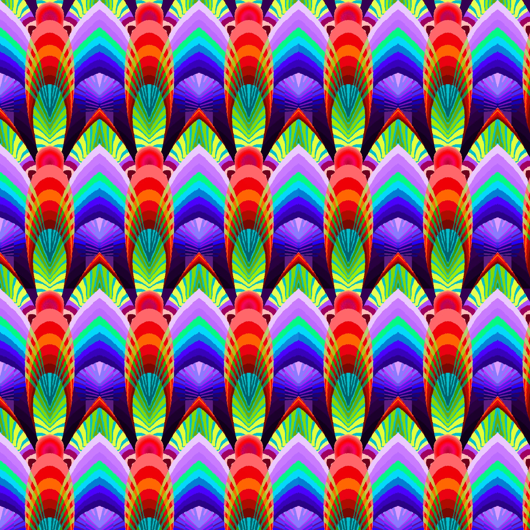 Fractal Flowers by Art Loft Digital Spirals Indigo Multi 6634-77 Cotto ...