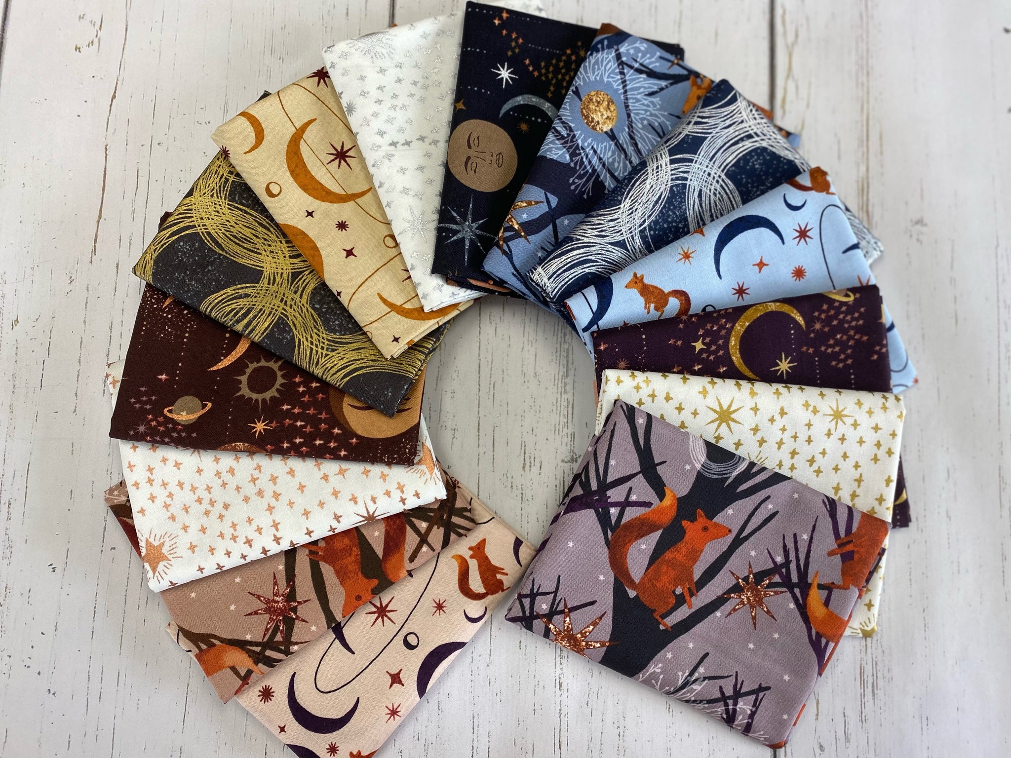 Tails from Under the Moon Crescent Tails Soft Gold RJ3902-SG3 Cotton W ...