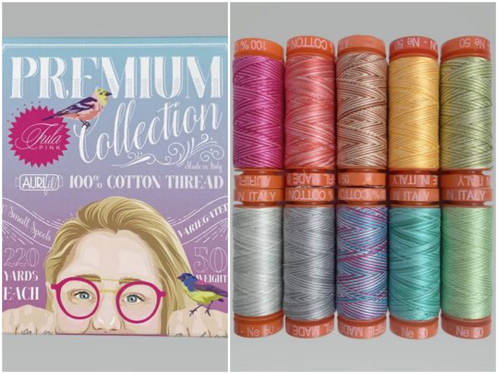 Tula Pink Premium Collection 50 wt, 10 small spools (PACKAGING MAY VAR ...